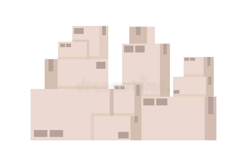 Parcel Boxes Pile in Warehouse Semi Flat Color Vector Objects Stock ...
