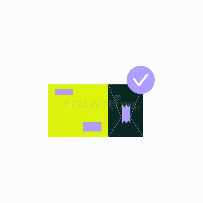 Parcel with Check Mark in Flat Vector Illustration Symbolizing Delivery ...