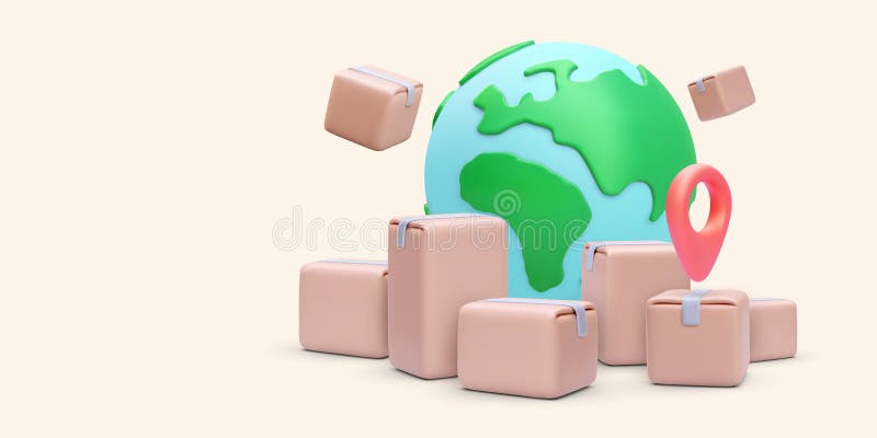 Parcel Delivery Anywhere in the World Concept in Realistic Style ...