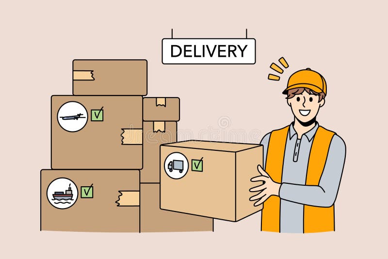 Parcel Delivery and Cargo Concept. Stock Vector - Illustration of ...