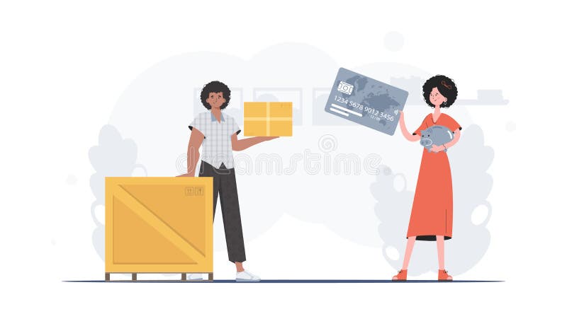 Parcel Delivery Concept. Cartoon Style. Vector. Stock Illustration ...