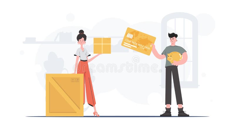 Parcel Delivery Concept. Vector. Cartoon Style. Stock Vector ...