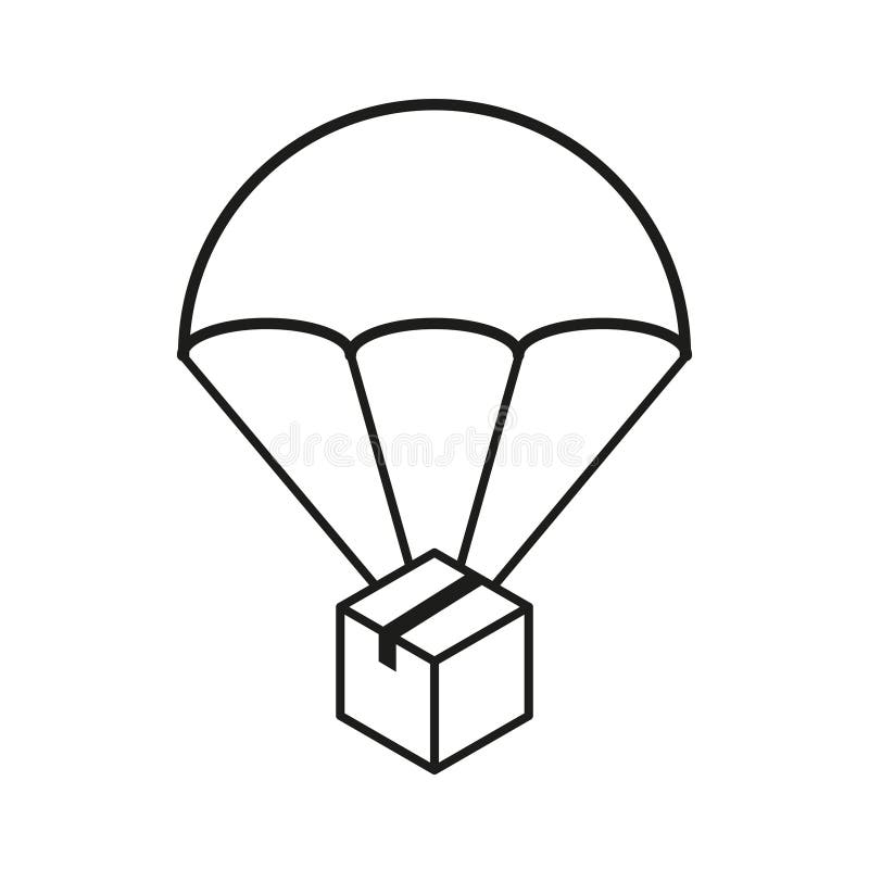 Parcel Delivery Concept. Vector Parachute Package. Airborne Cargo ...