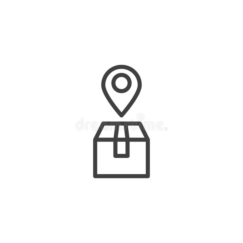 Parcel Delivery Destination Line Icon Stock Vector - Illustration of ...