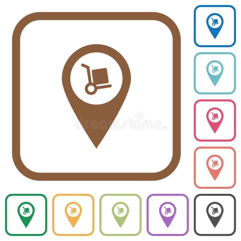 Parcel Delivery GPS Map Location Simple Icons Stock Vector ...