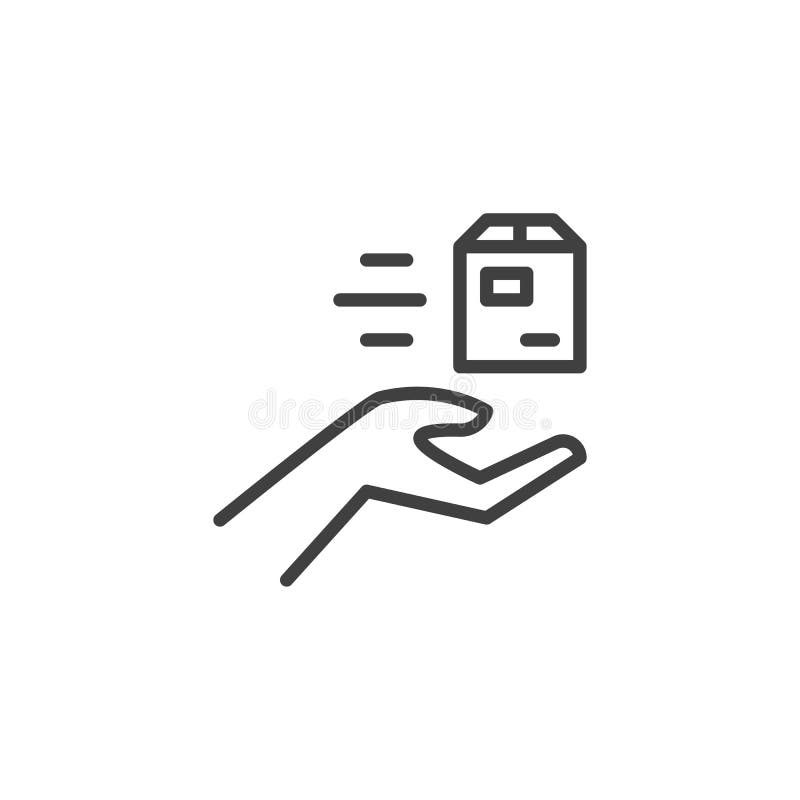 Parcel Delivery Hand Line Icon Stock Vector - Illustration of editable ...