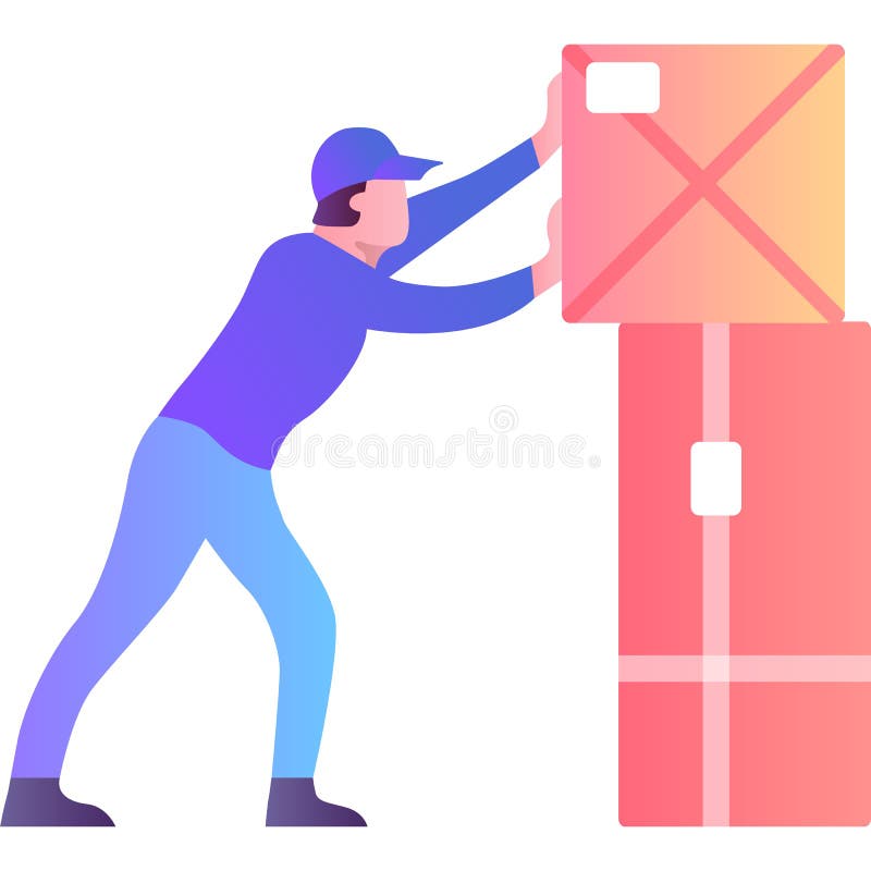 Parcel Delivery Icon Postman Courier Flat Vector Stock Vector