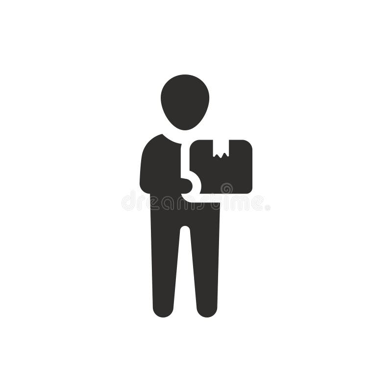 Parcel delivery man icon stock vector. Illustration of sign - 244537219