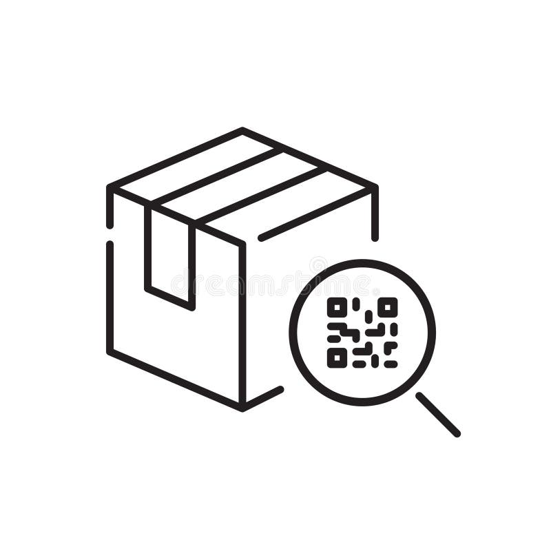 Parcel Delivery with Qr-code. Scan with Magnifying Glass. Pixel Perfect ...