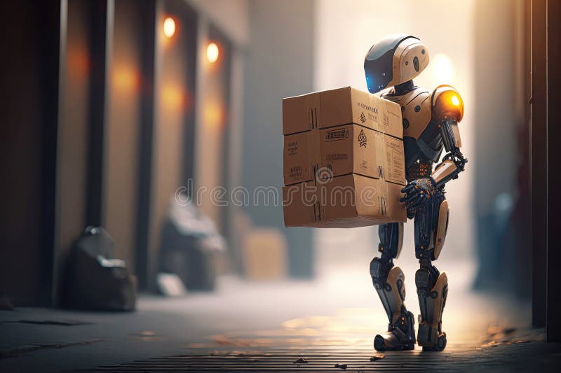 Parcel Delivery with Robots. Stock Illustration - Illustration of ...