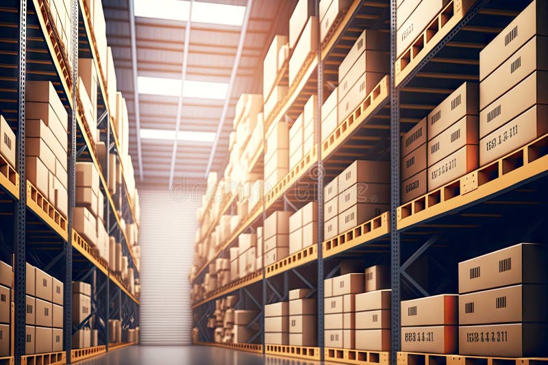 Parcel Delivery Service Boxes on Warehouse Racks Stock Illustration ...