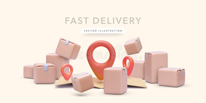 Parcel Delivery Service Concept in Realistic Style with Phone, Parcels ...