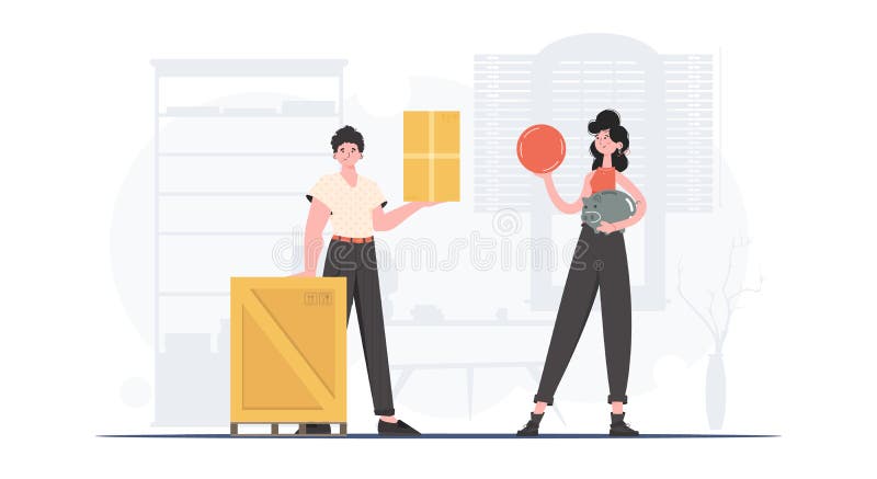 Parcel Delivery. Trendy Style. Vector Illustration. Stock Vector ...