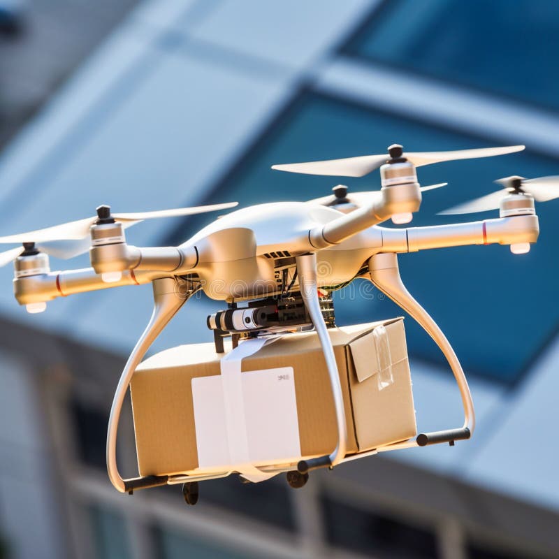 Parcel Delivery Using Drones, Generative AI Stock Illustration ...