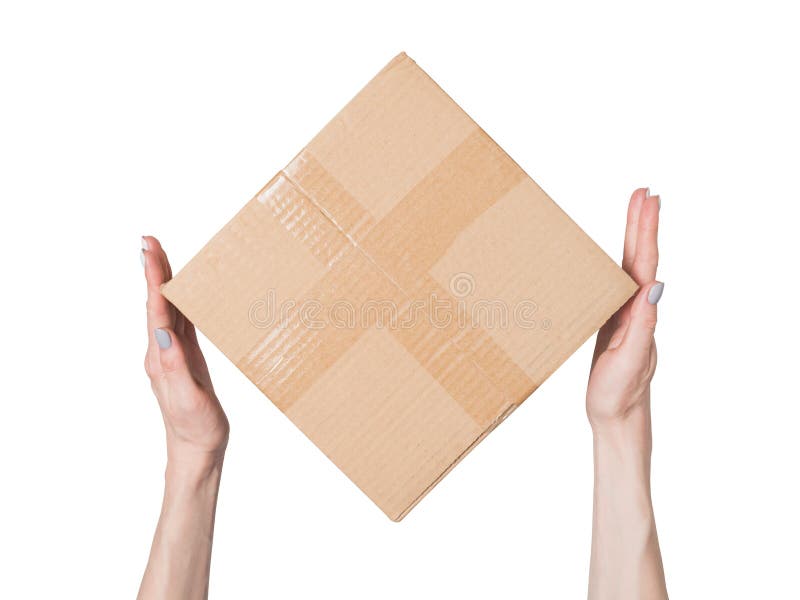 Parcel in Female Hands. Top View Stock Photo - Image of cardboard ...