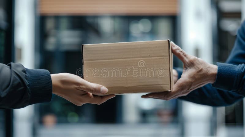 The Parcel Handoff.AI Generated Image Stock Photo - Image of merchant ...