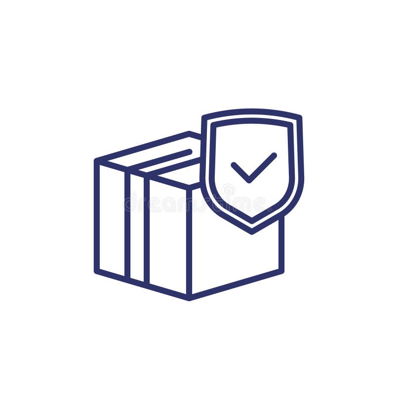 Parcel Insurance Line Icon with a Box Stock Vector - Illustration of ...