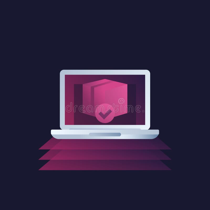 Parcel on Laptop Screen Vector Icon Stock Vector - Illustration of ...