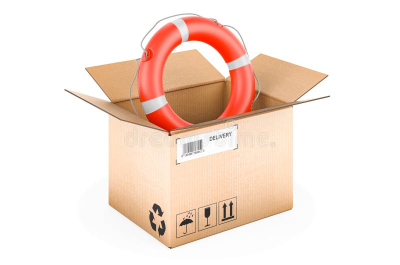 Parcel with Lifebuoy. Safety Delivery Concept Stock Illustration ...