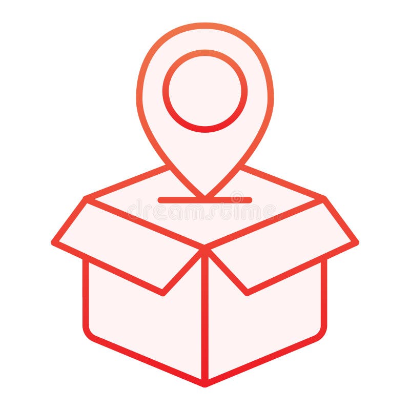 Parcel Location Line Icon. Opened Box with Map Pin Vector Illustration ...