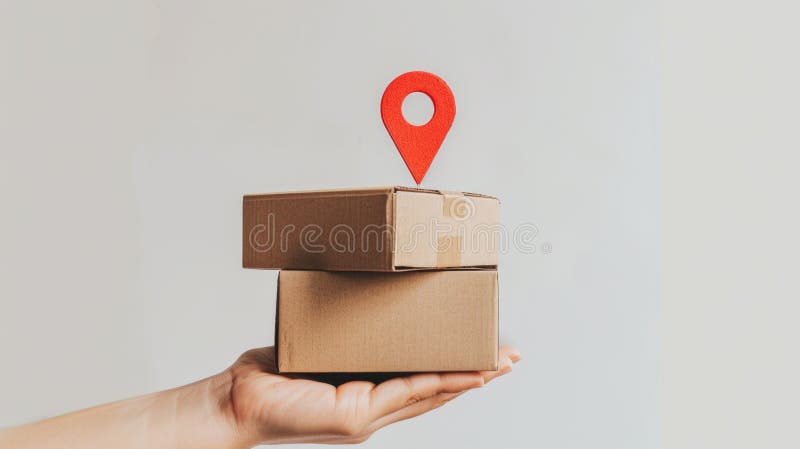 The Parcel with Location Pin..AI Generated Image Stock Image - Image of ...