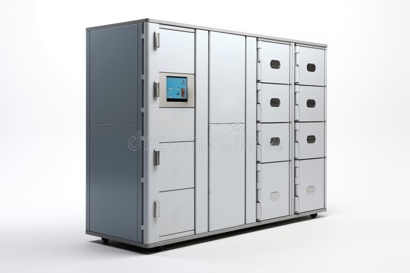 Parcel Locker with Multiple Compartments Isolated on a White Background ...