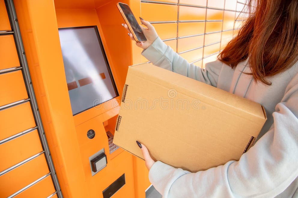 Parcel Locker and Package Delivery Service Stock Photo - Image of ...