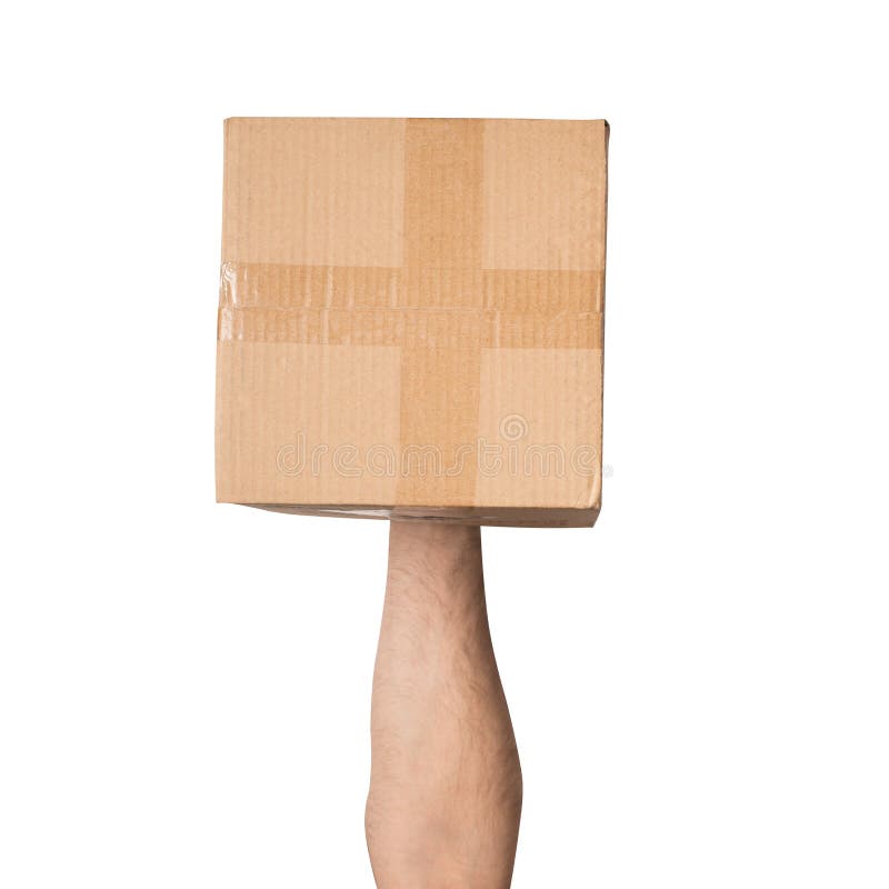 Parcel in Male Hands. Top View Stock Image - Image of surprise, servic ...