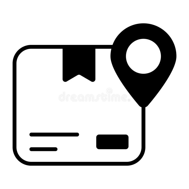 Parcel with Map Pin Denoting Icon of Delivery Location Stock Vector ...