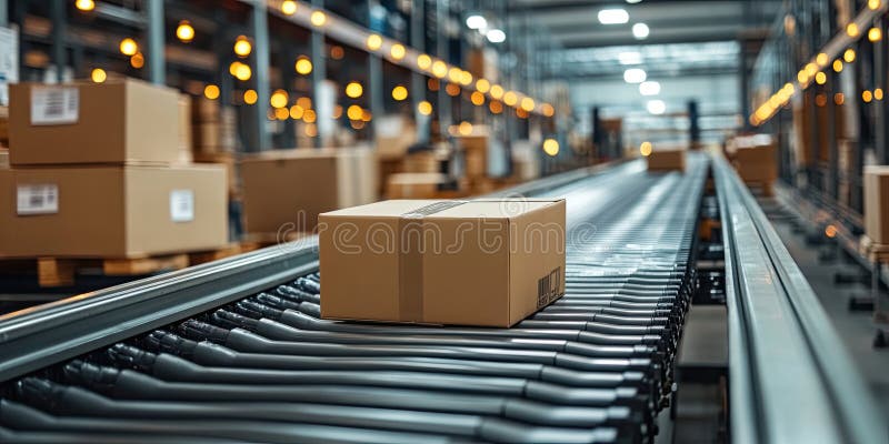 Parcel Moving on Automated Conveyor System in Industrial Storage ...