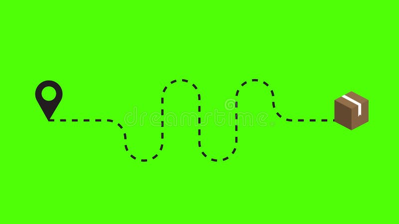 Parcel or Package Delivery Process Route Path Animation in 4K Green ...