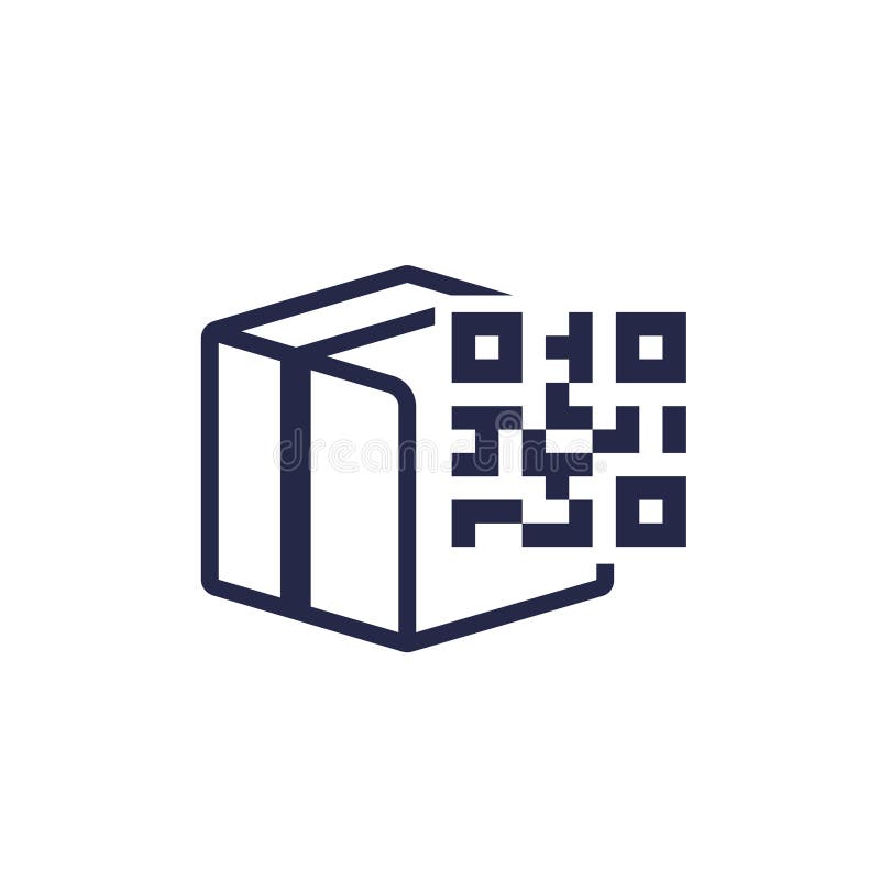 Parcel, Package with QR Code Icon on White Stock Illustration ...