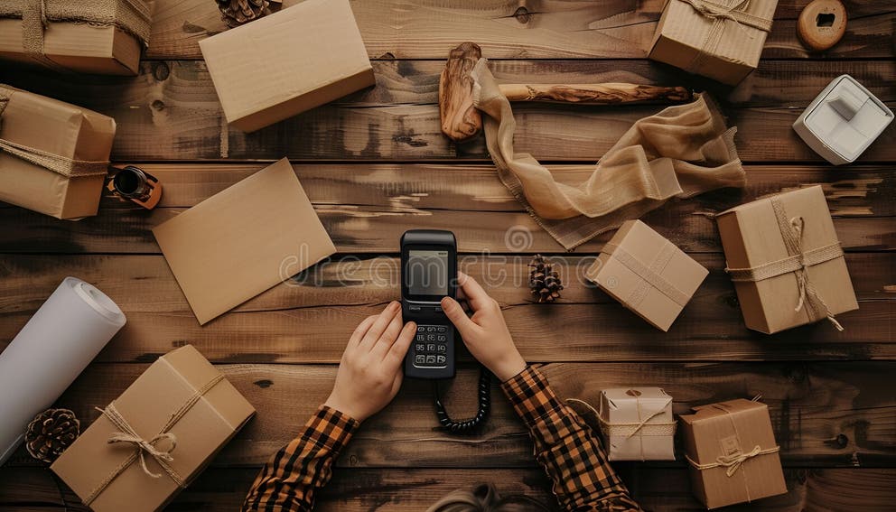 Parcel Packing. Post Office Worker with Scanner Reading Barcode at ...