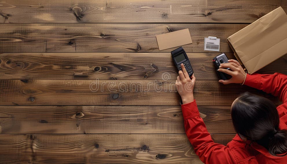 Parcel Packing. Post Office Worker with Scanner Reading Barcode at ...