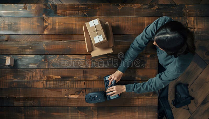 Parcel Packing. Post Office Worker with Scanner Reading Barcode at ...