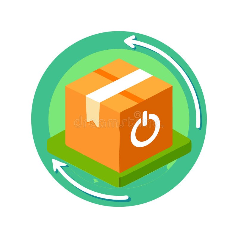 Parcel Power: Box with on/Off Symbol and Rotating Arrows Concept Stock ...