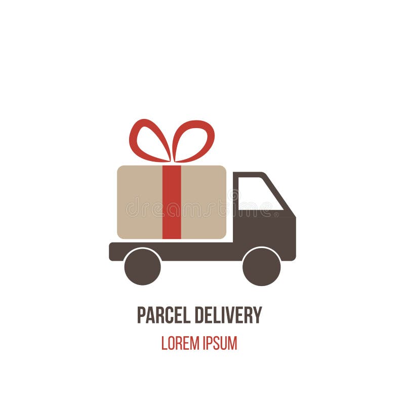 Parcel and Present Delivery Service Truck Logo Template Stock Vector ...