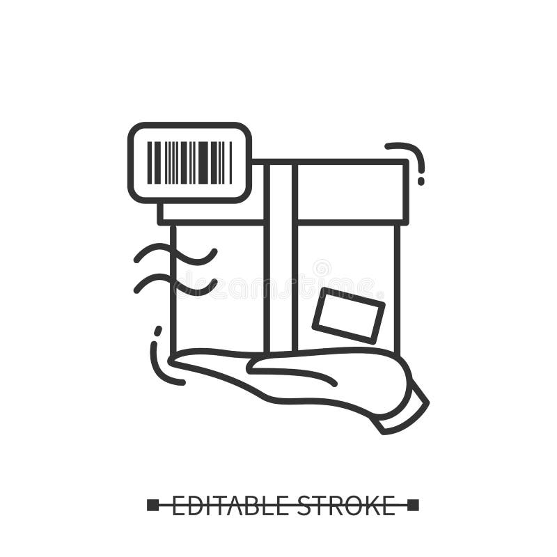 Parcel Registration Icon. Box on Palm, Express Delivery with Tracking ...