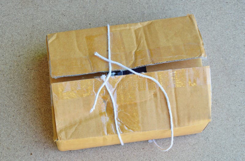 Parcel Rope Cut and Open Brown Post Box Stock Photo - Image of mail ...