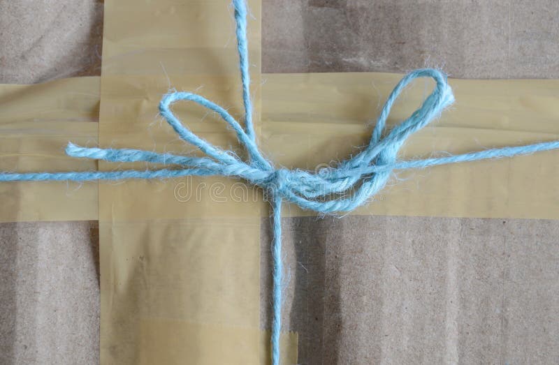 Parcel Rope Tying Around Brown Postal Box Stock Photo - Image of send ...