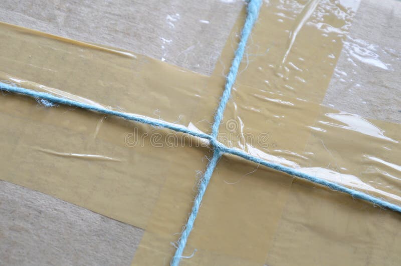 Parcel Rope Tying Around Brown Postal Box Stock Photo - Image of wrap ...