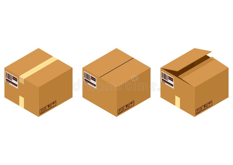Set of Three Cardboard Boxes. Stock Vector - Illustration of boxes ...