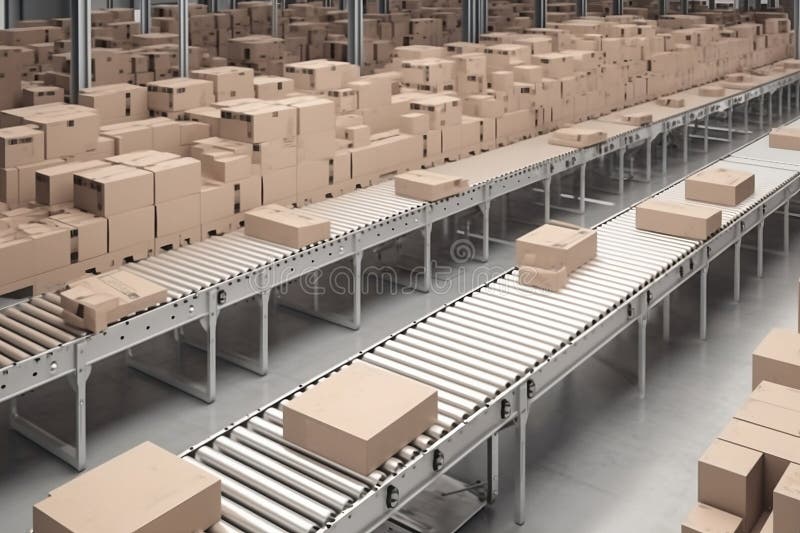 Parcel on a Sorting Belt. Generative AI. Stock Illustration - Illustration of distribution, mail ...
