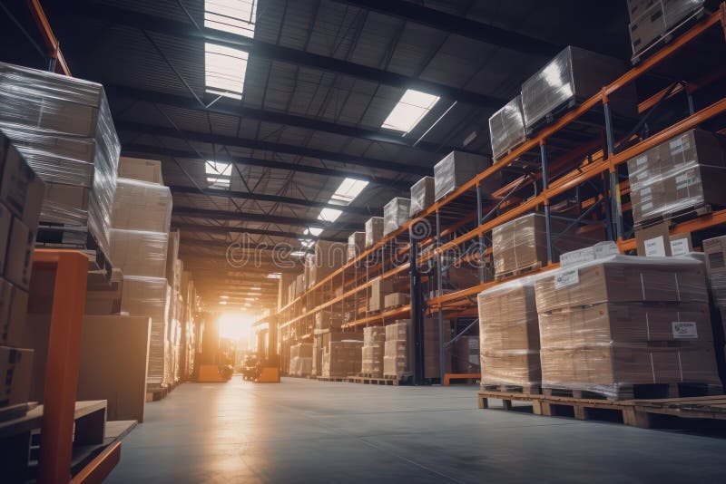 Parcel Sorting Room, Warehouse without People Stock Illustration ...