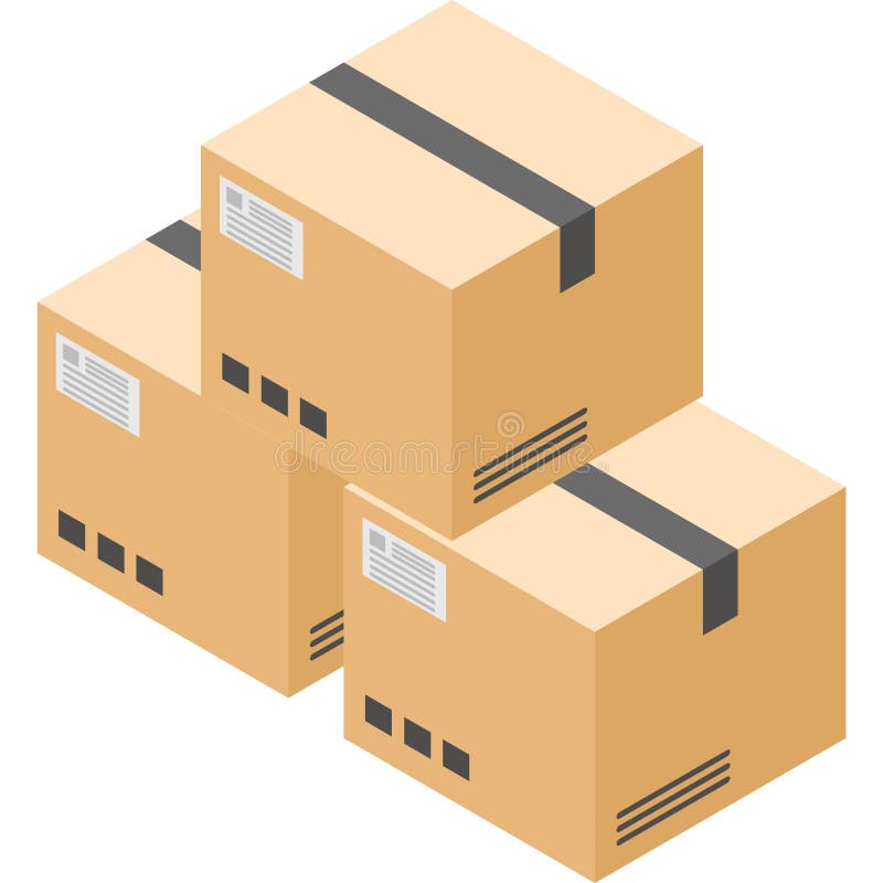 Parcel Stack 3d Icon Cardboard Box Pile Vector Stock Vector ...