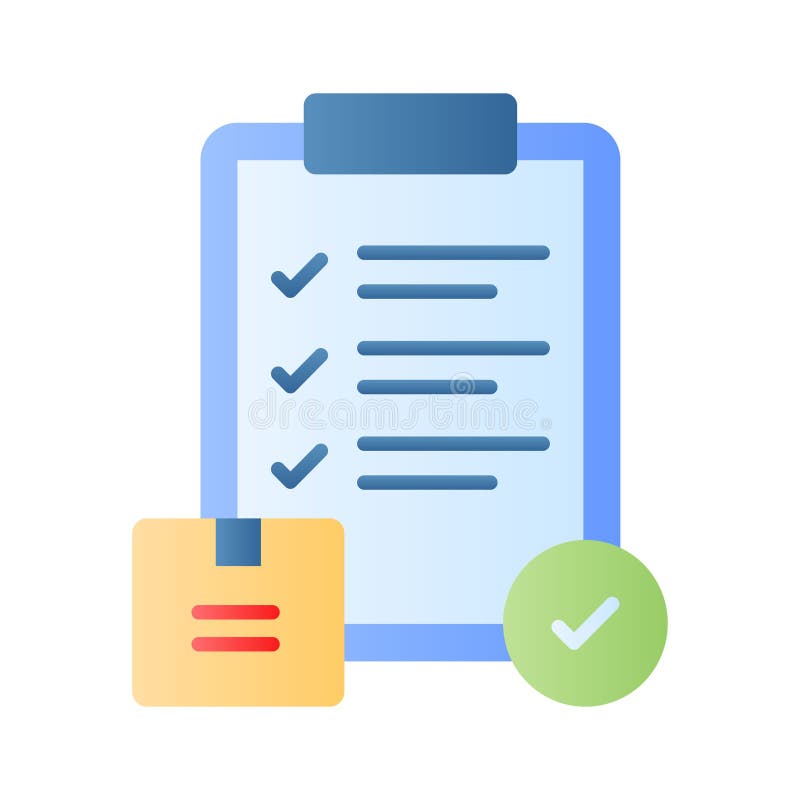 Parcel with Tick Mark and Clipboard Denoting Concept Icon of Approved ...