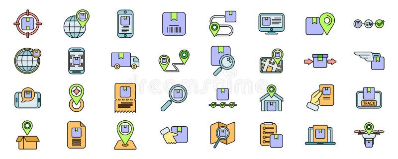 Parcel Tracking Icons Set Vector Color Line Stock Illustration ...