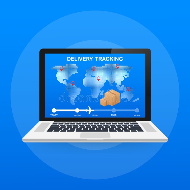 Parcel Tracking Website on Laptop Screen. Online Package Tracking ...
