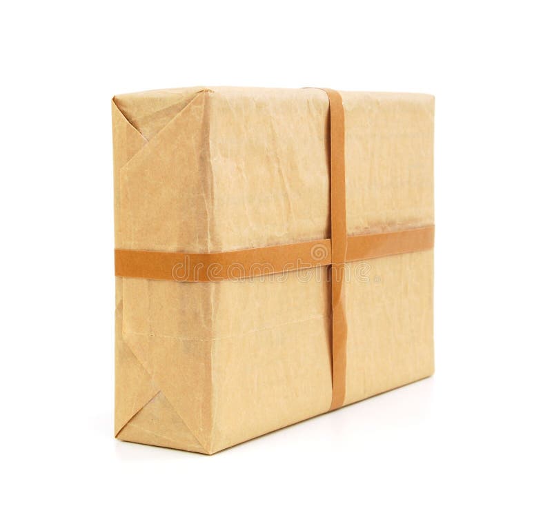 Parcel Wrapped with Brown Paper Stock Photo - Image of burlap, pack ...