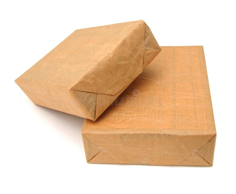 Parcel Wrapped with Brown Paper Stock Photo - Image of burlap, pack ...